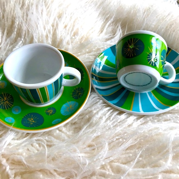 Dining | Julia Minasian Celebrate Life Espresso Cup Saucer 4 Piece Set ...